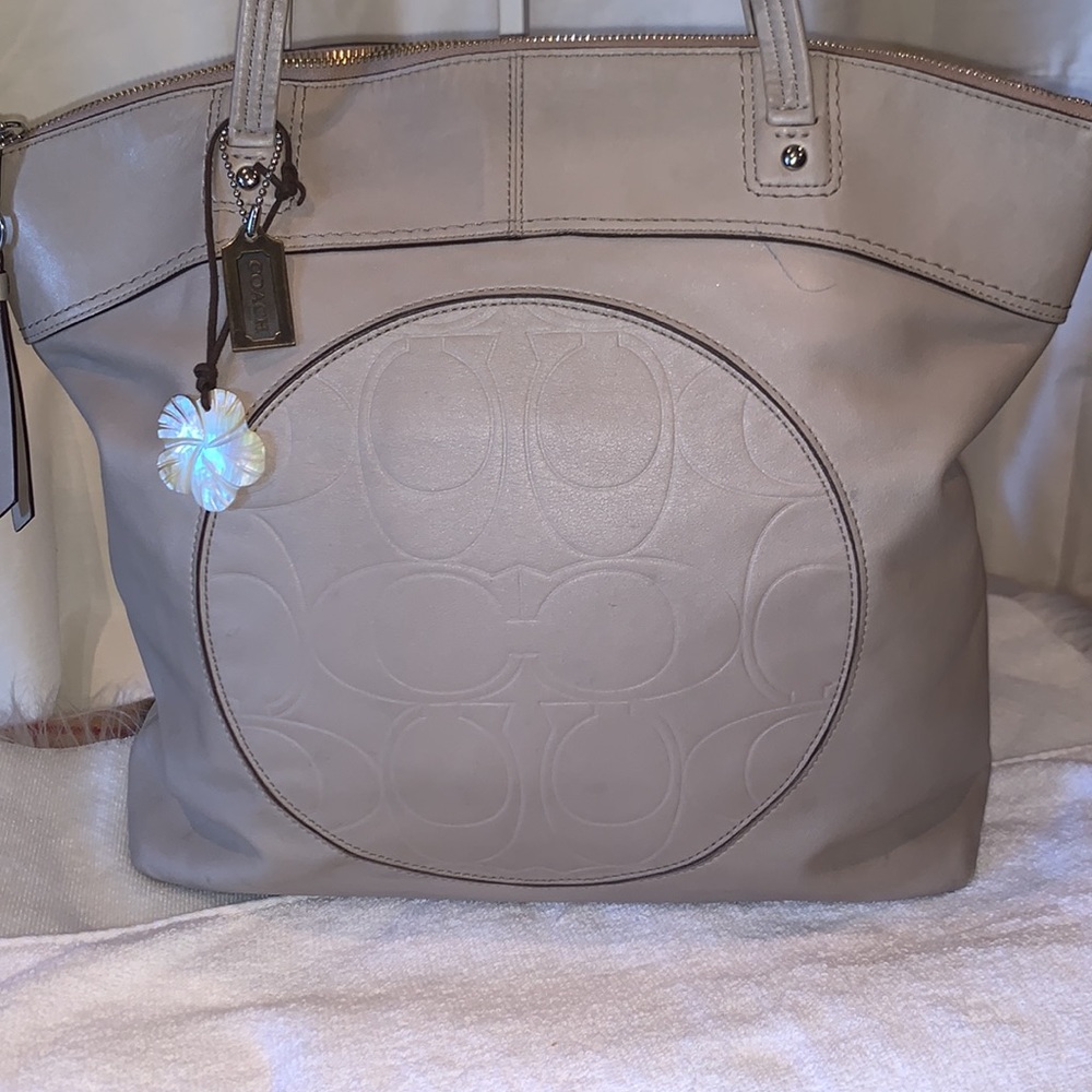 Coach Laura Signature Embossed Leather Tote F18336 - Gem